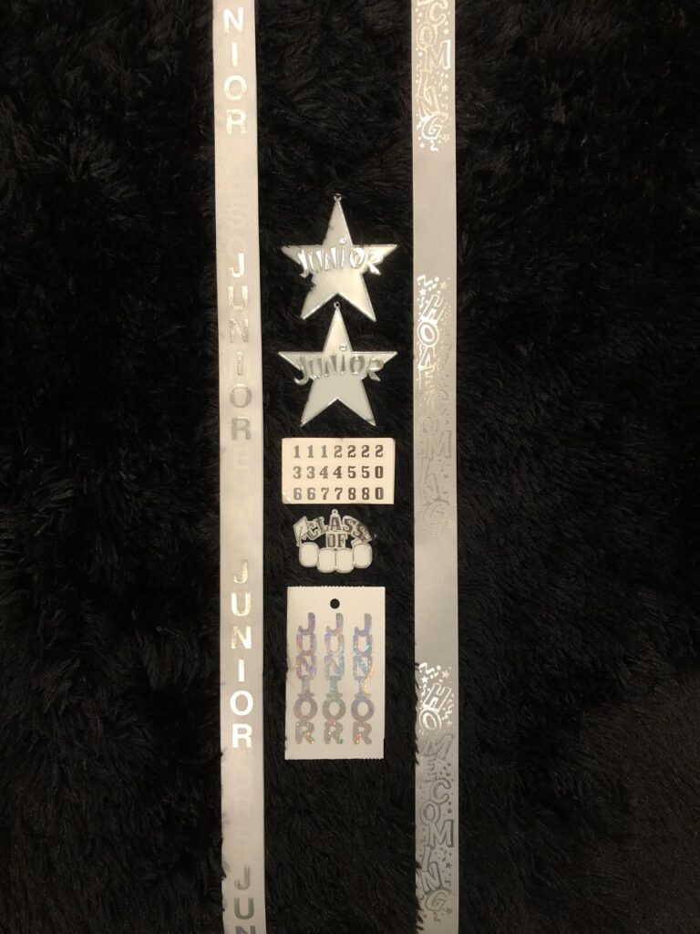 White/Silver Junior Star Emblems 2 Pack – Homecoming Supplies