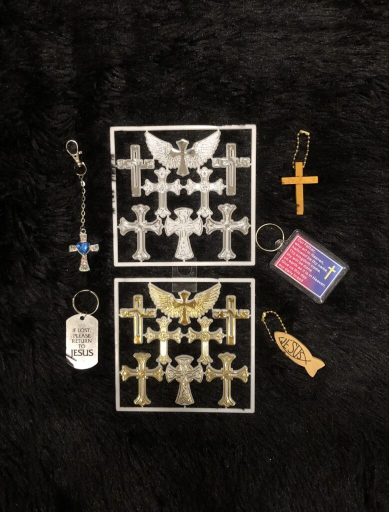 White/Silver Cross Emblem Set With 8 Crosses - Homecoming Supplies