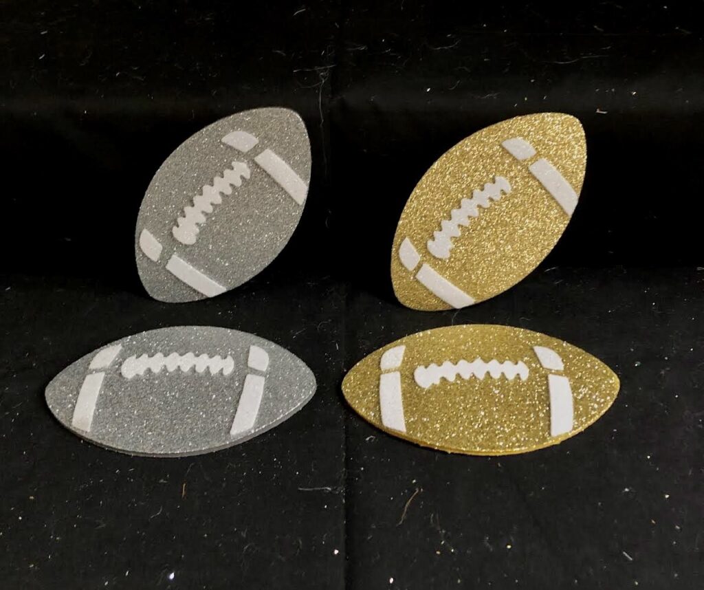 Silver Glitter 4.5” Footballs 2 Pack - Homecoming Supplies