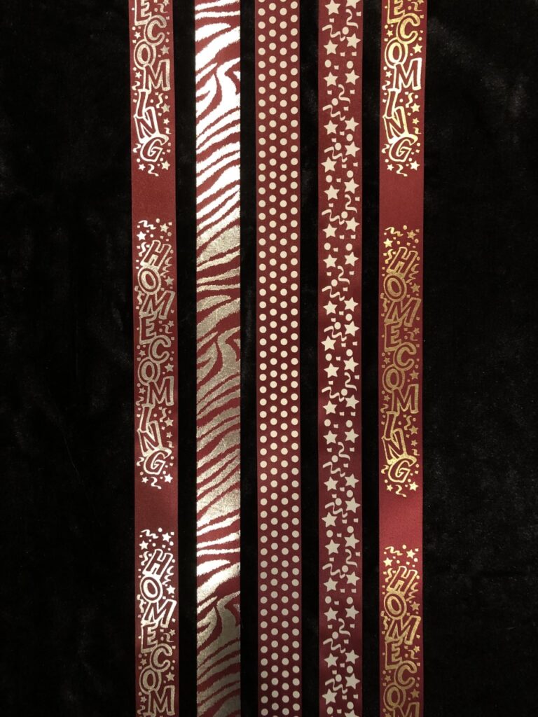 Maroon/White Stars Ribbon 1 Yard - Homecoming Supplies