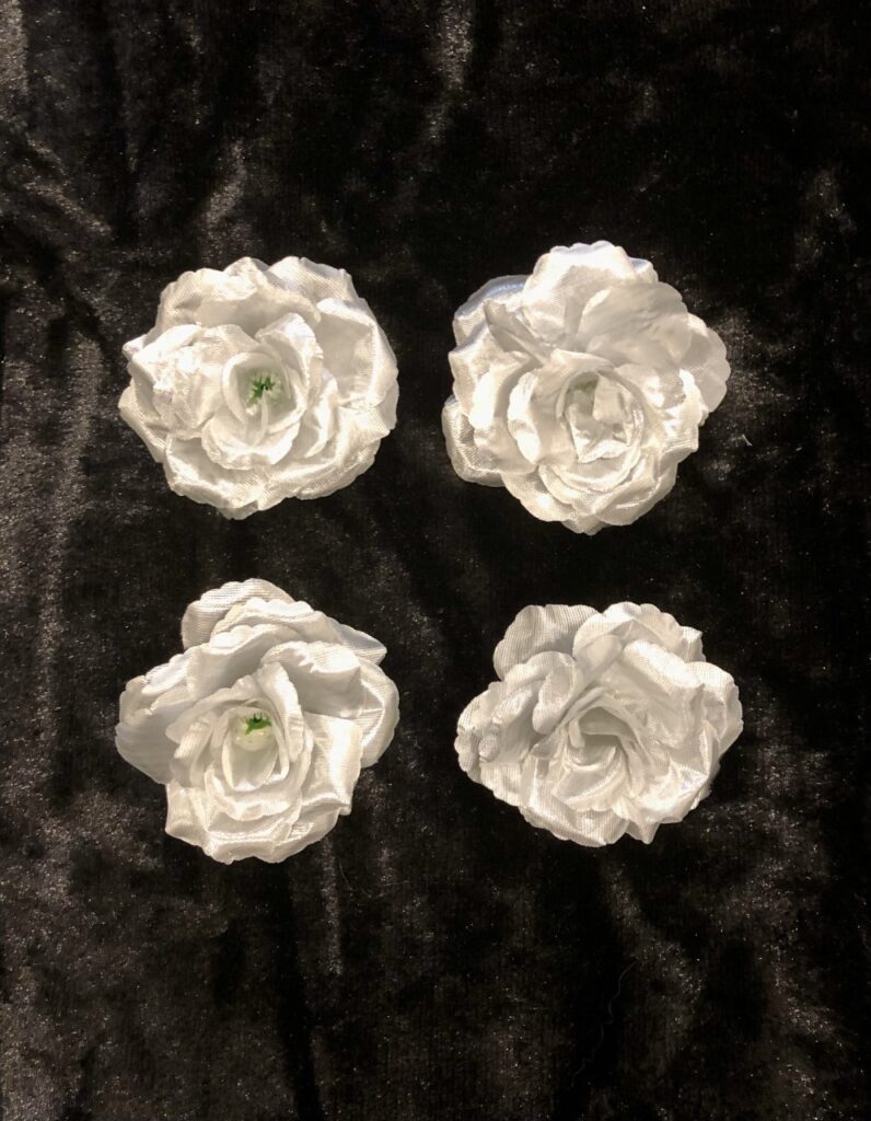 SILVER METALLIC 3” ROSES 4 PACK – Homecoming Supplies