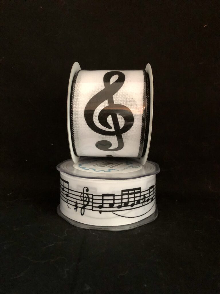WHITE 1.5” MUSIC RIBBON WITH BLACK MUSICAL NOTES 2 YARDS – Homecoming ...